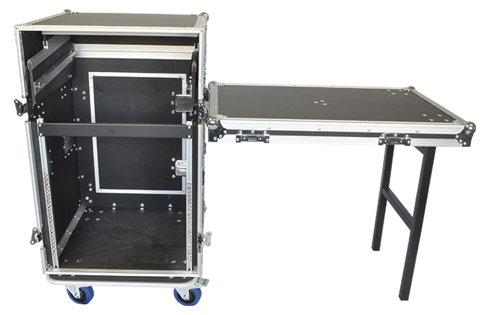 12U 10U Rack Case with Laptop Shelf Side Table - Flight Cases