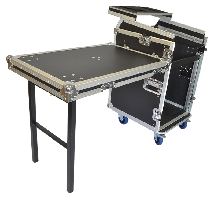 12U 10U Rack Case with Laptop Shelf Side Table - Flight Cases