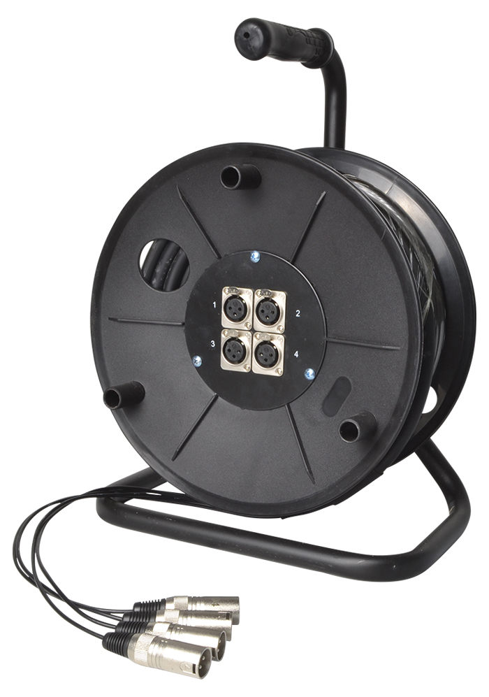 Microphone Snake Roll Up Lead On Reel 25m 4 Inputs - Audio Leads