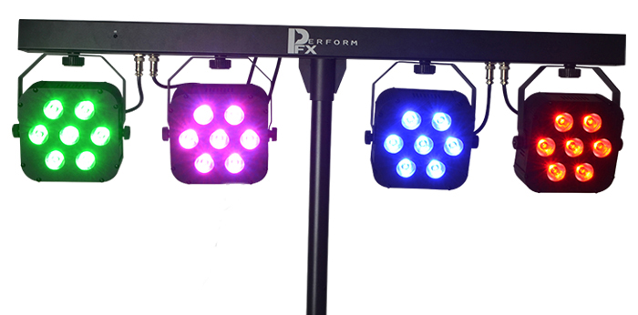 Stage Lighting Kit with 4 PreWired LED Pars DMX Controller Stands ...