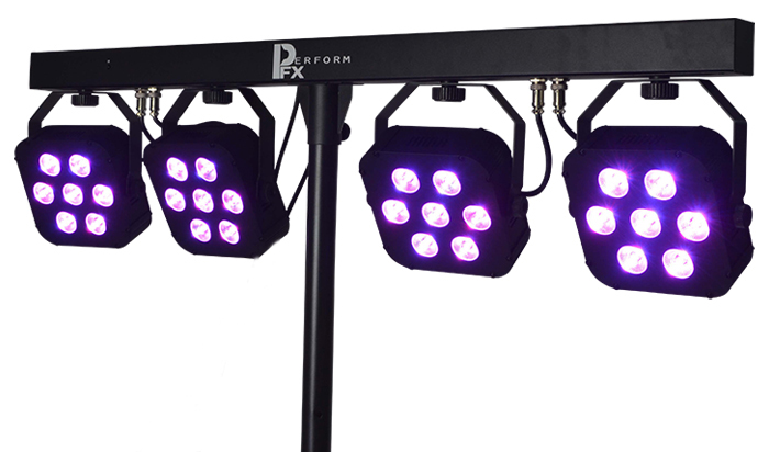 Stage Lighting Kit with 4 PreWired LED Pars DMX Controller Stands ...