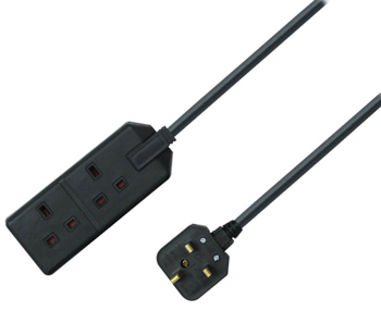 Two Way 13A Extension Lead Black 4m - Power Leads