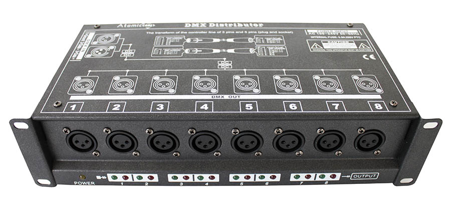 8 Way DMX Splitter and Booster by Atomic - DMX Splitters and Boosters