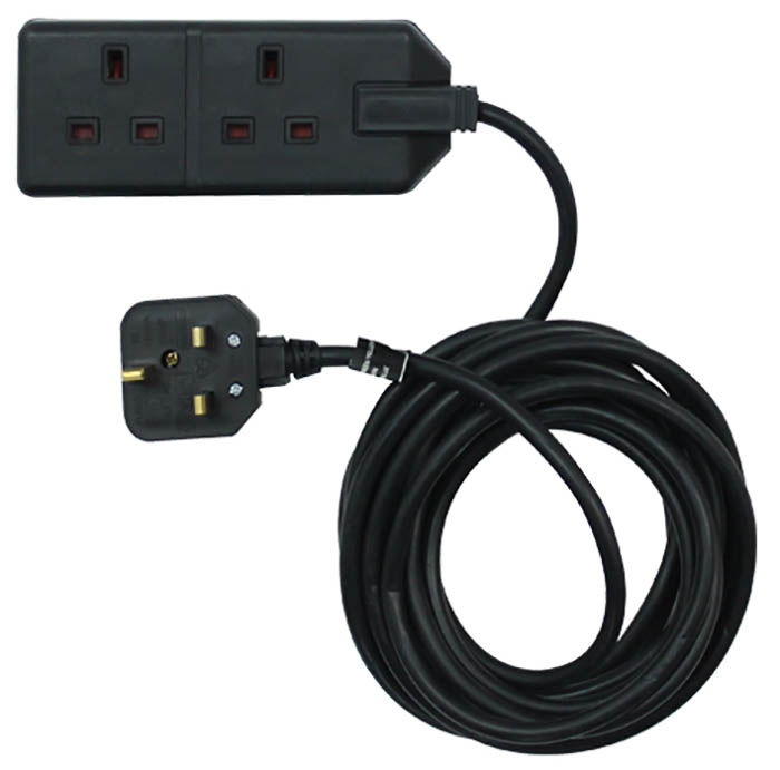 Two Way 13A Extension Lead Black 4m - Power Leads